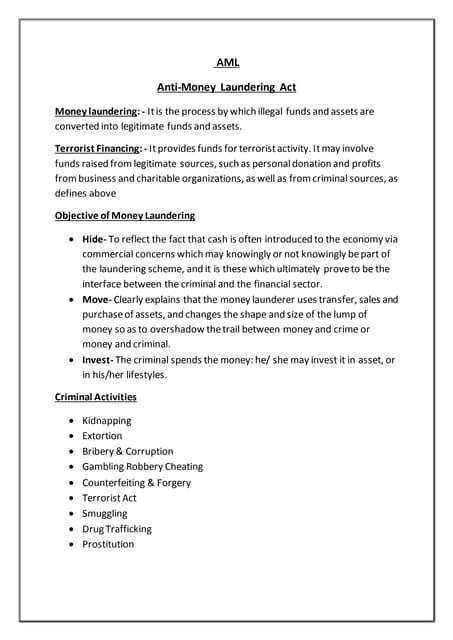 Aml Anti Money Laundering Pptx