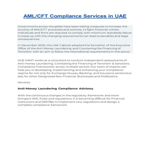 Aml cft compliance services in uae | DOCX