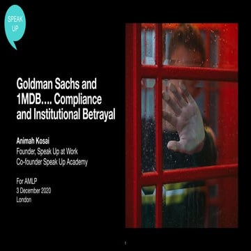 Goldman Sachs and 1MDB: Compliance and Institutional Betrayal | PDF