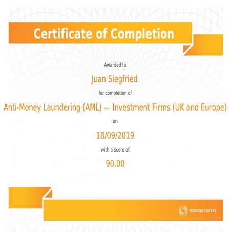 AML Thomson Reuters Certificate | PDF