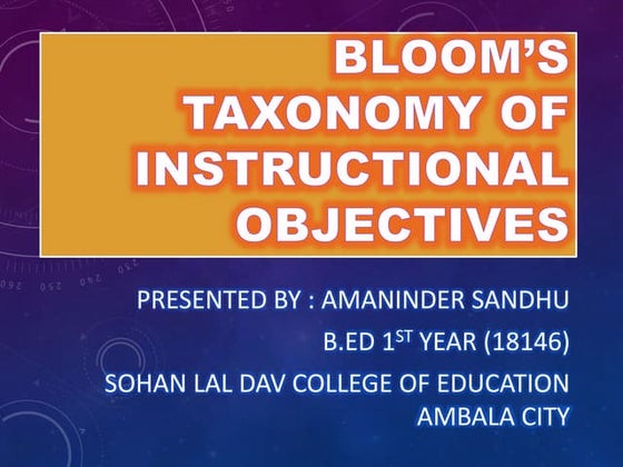 Bloom’s Taxonomy PowerPoint Presentation 2017 | PPT