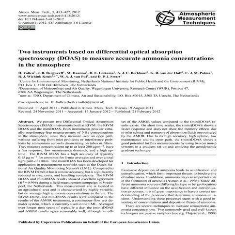 Ammoniak two instruments based on differential optical absorption ...