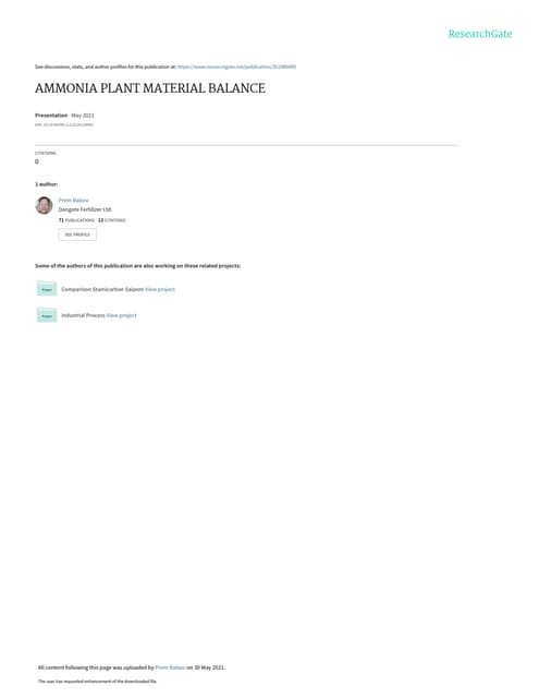 Ammonia plant flowsheets | PPT