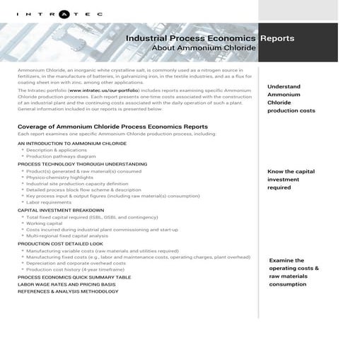 Feasibility Studies: Ammonium Chloride Manufacturing | PDF