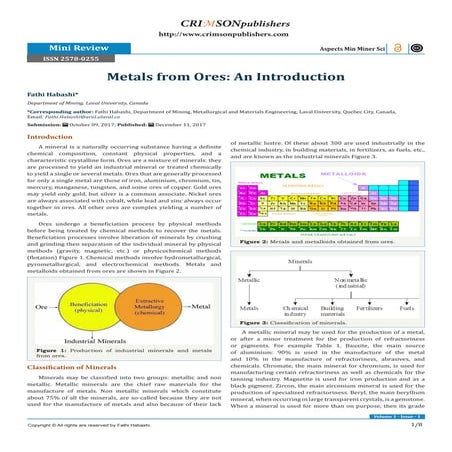 Metals from Ores: An Introduction-Crimson Publishers | PDF | Geology ...