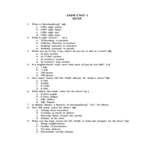 Amm unit 1 quiz | DOCX