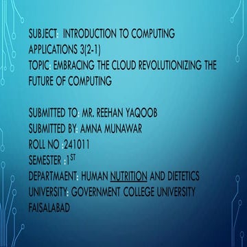 EMBRACING THE CLOUD: REVOLUTIONIZING THE FUTURE OF COMPUTING | PDF