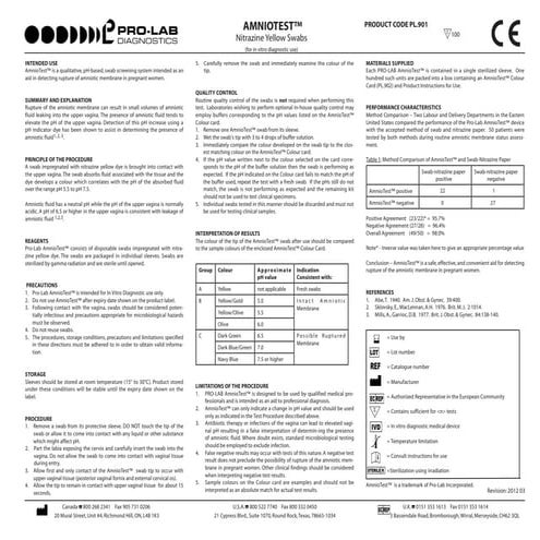 Amniotest™nitrazine yellow swabs (for in vitro diagnostic use) (vip) | PDF