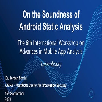 On The Soundness Of Android Static Analysis Ppt 7782