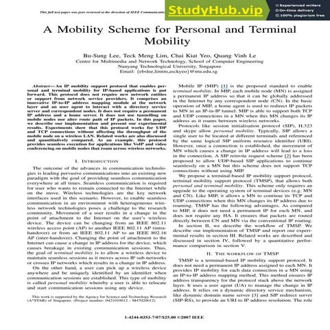 A Mobility Scheme For Personal And Terminal Mobility | PDF