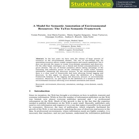 A Model For Semantic Annotation Of Environmental Resources The Tatoo