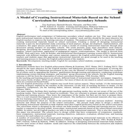A model of creating instructional materials based on the school | PDF ...