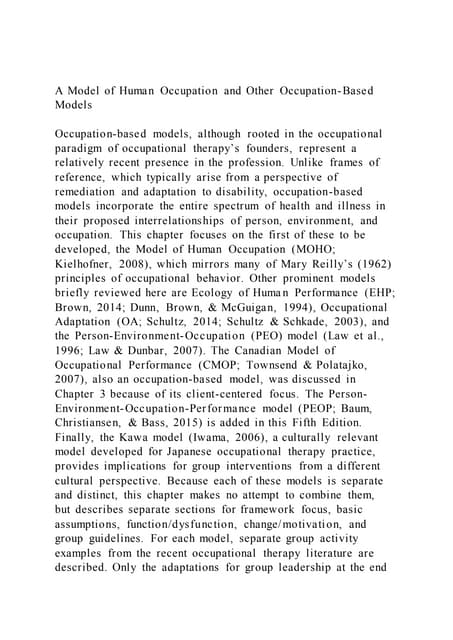 Person Environment Model of Occupational Therapy | PPTX