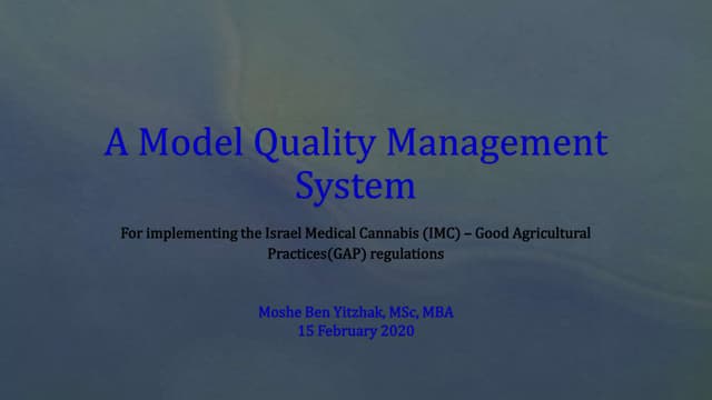 A model quality management system | PPT A model quality management system | PPT
