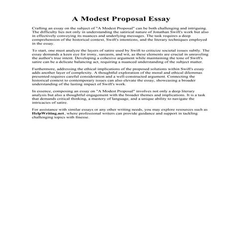 A Modest Proposal Essay | PDF