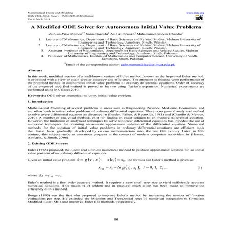A Modified Ode Solver For Autonomous Initial Value Problems Pdf