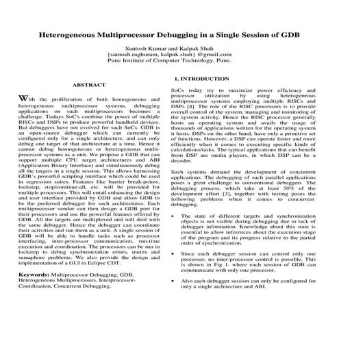 Amoeba Heterogeneous Multiprocessor Debugging In A Single Session Of Gdb Pdf