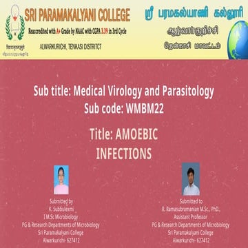 Amoebic infection- Amoebiasis- Entamoeba histolytica | PPT