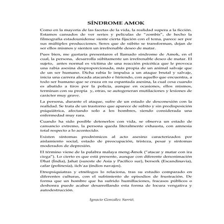 SÍNDROME DE AMOK | PDF