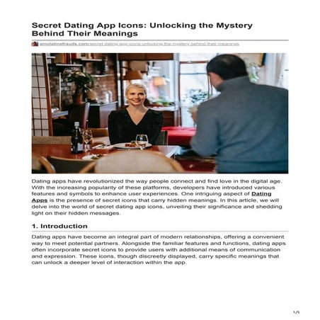 Secret Dating App Icons: Unlocking the Mystery Behind Their Meanings | PDF