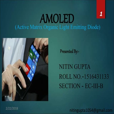 AMOLED [Active Matrix Organic LED] by NITIN GUPTA | PPT