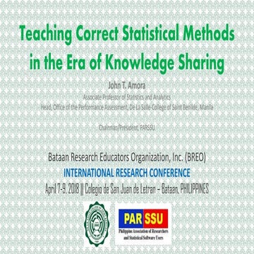 Teaching Correct Statistical Methods in the Era of Knowledge Sharing | PDF
