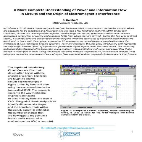 Data and Power Flow in Circuits and the Origin of Electromagnetic ...