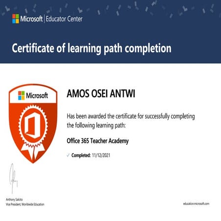 AMOS OSEI ANTWI CERTIFICATE | PPT