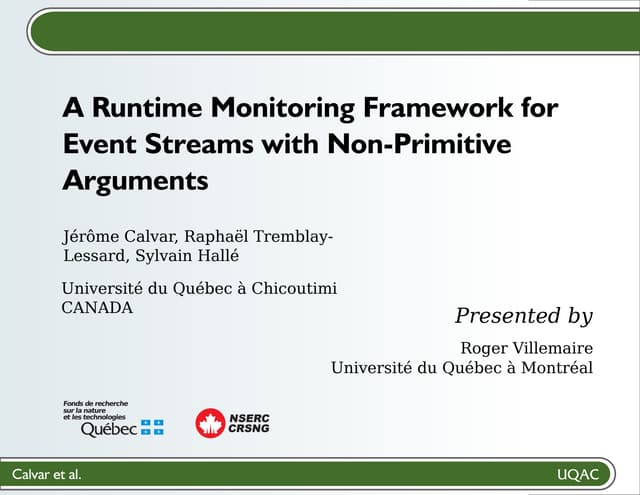 A Runtime Monitoring Framework For Event Streams With Non Primitive