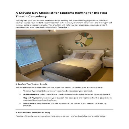 A Moving Day Checklist for Students Renting for the First Time in ...