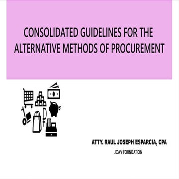 Consolidated guidelines for the alternative methods of procurement | PDF