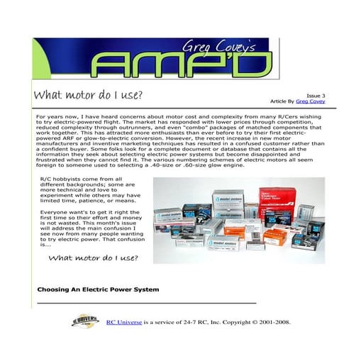 How ro choose an electric motor for RC Planes | PDF