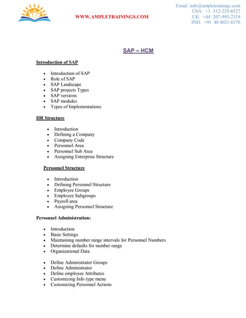 Sap hr online training | PPT