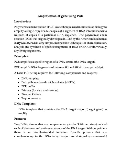 POLYMERASE CHAIN REACTION (PCR) | PPTX