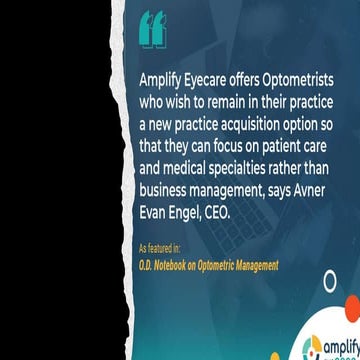 Amplify featured in optometric management 4 parts | PPTX