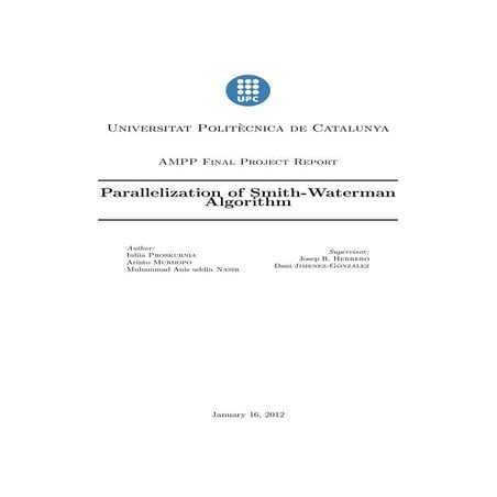 Parallelization Of Smith Waterman Algorithm Using Mpi Pdf