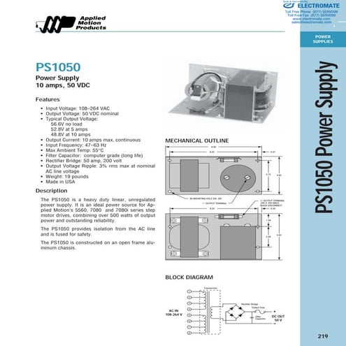 Amp ps1050 specsheet | PDF