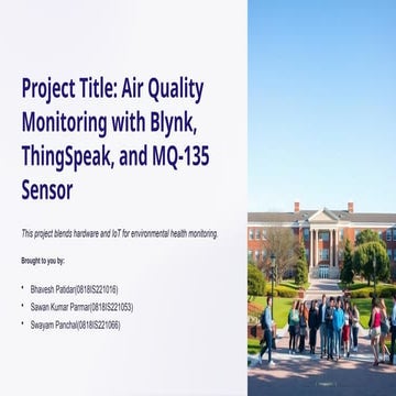 Project title Air quality monitoring with blynk think speak and MQ-135 ...