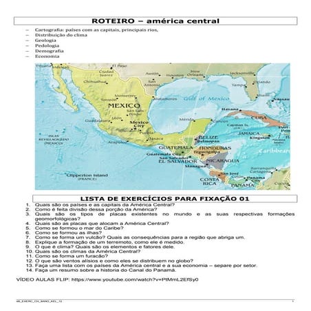 América central roteiro de estudo. | DOC