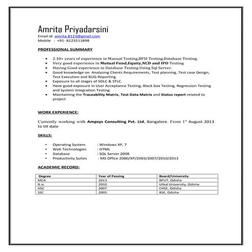 Amrita resume updated | DOC