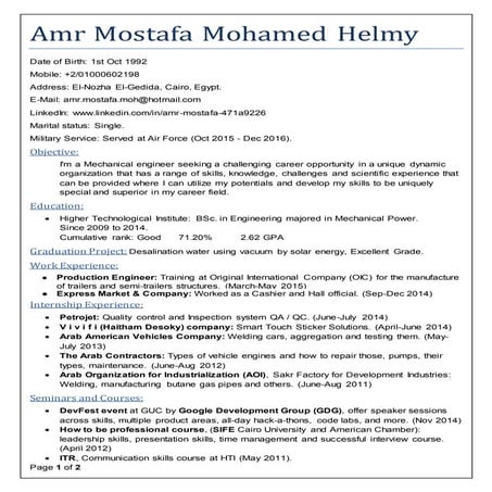 Amr mostafa mohamed helmy cv | DOCX