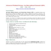 Advanced Medical Sciences: An International Journal (AMS) | PDF