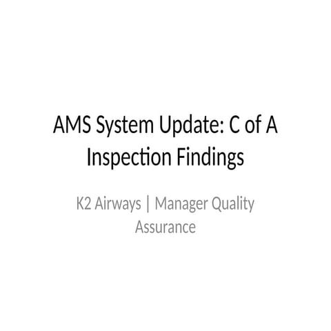 AMS presenataion for aviataion in pakistan | PPT