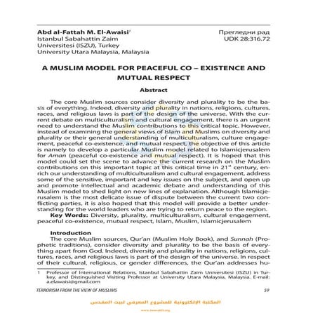 A MUSLIM MODEL FOR PEACEFUL CO–EXISTENCE AND MUTUAL RESPECT | PDF