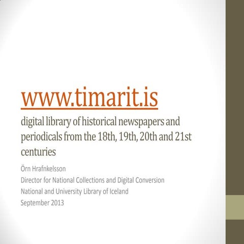 Timarit: Iceland's historic newspapers online. | PPT