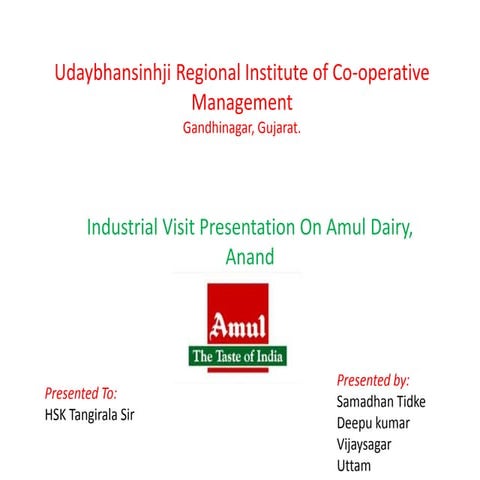 amul dairy visit report | PDF
