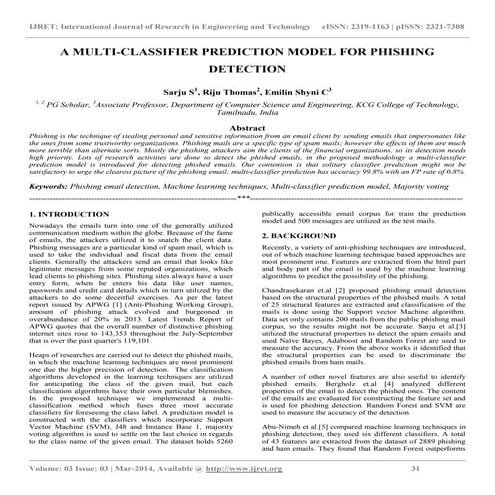 A Multi Classifier Prediction Model For Phishing Detection Pdf