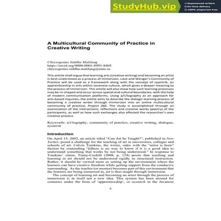 A Multicultural Community Of Practice In Creative Writing | PDF