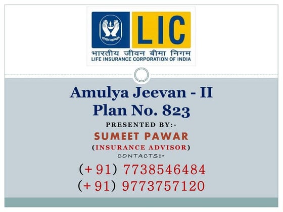 Amulya jeevan | PPT | Life Insurance | Insurance