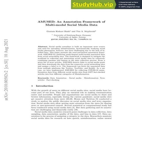 Amused An Annotation Framework Of Multi Modal Social Media Data Pdf